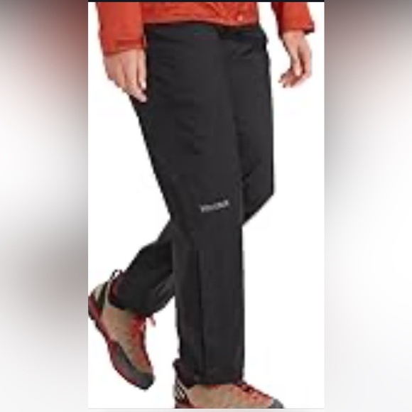 Marmot Pants MensBlack Waterproof Precip Full Side Zip Nylon Rain Pants